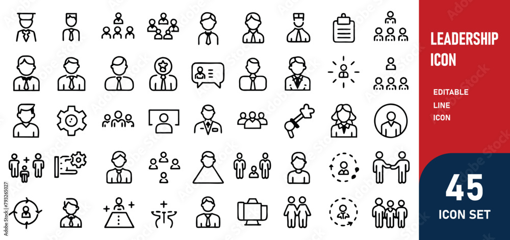 Vetor de Leadership Line Editable Icons set. Vector illustration in ...