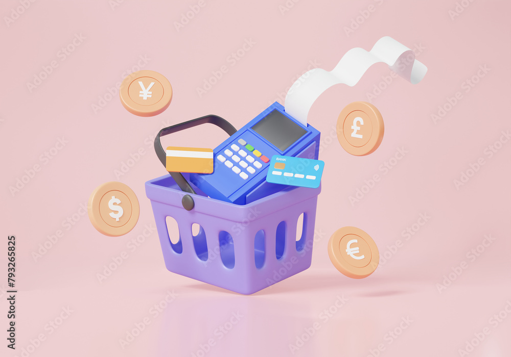 Baskets pos terminal with credit card receipt bill online payments ...