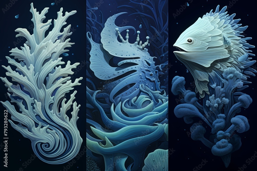 Deep Sea Color Palette: Pelagic Blue & Foam White Crests Stock ...