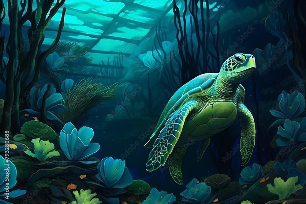 Sea Turtle Greens and Deep Ocean Blues: Unveiling Enchanting Deep Sea ...