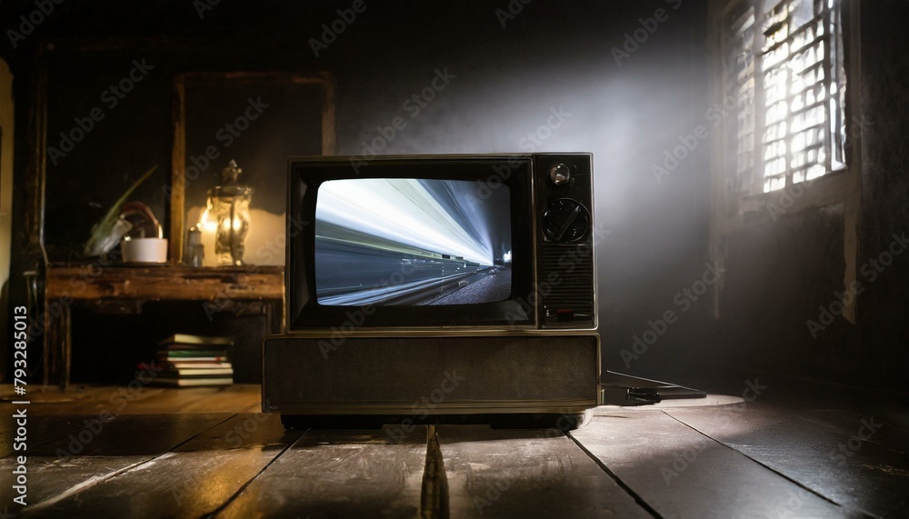 Old Vintage VHS CRT Tv in Dark Room AI Stock Photo | Adobe Stock