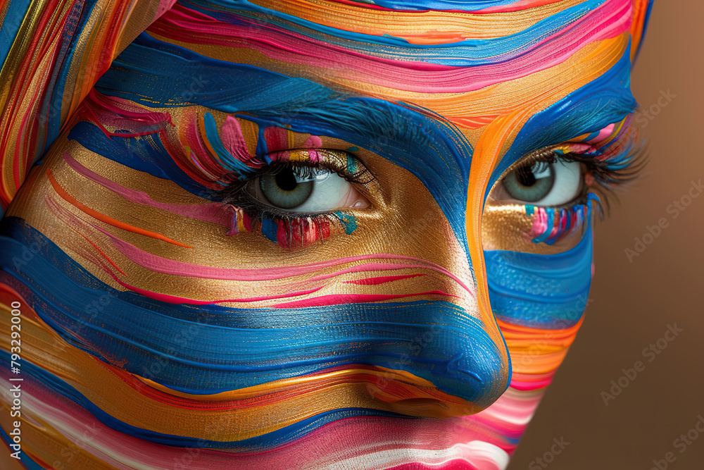 Colorful Abstract Body Paint on Female Model. Generative AI image Stock ...