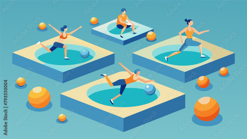 In a pool filled with floating medicine balls fighters complete a ...