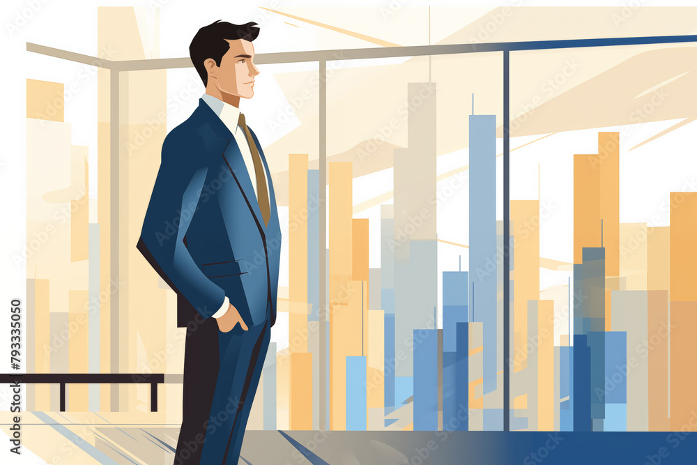 Business graphic vector modern style illustration of business people in ...