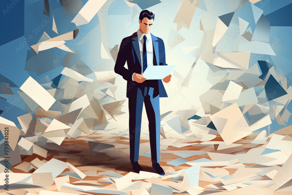 Business graphic vector modern style illustration of a business person ...