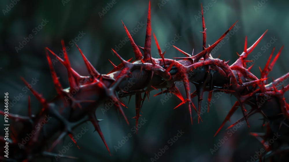 Silhouette of thorn wreath as symbol of death and resurrection of Jesus ...