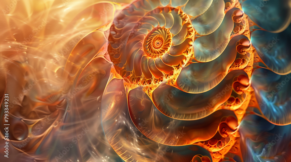 Fibonacci seequence fractal design for use as a graphic asset or ...