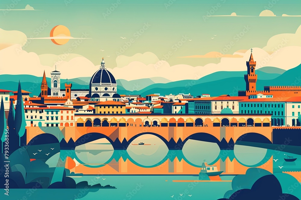 Capturing Florence's iconic architecture in a stylized form, this image ...