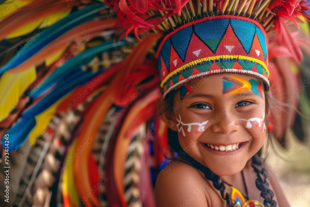 Indigenous Children with Tribal Paint and Feather Headdresses - Joy and ...