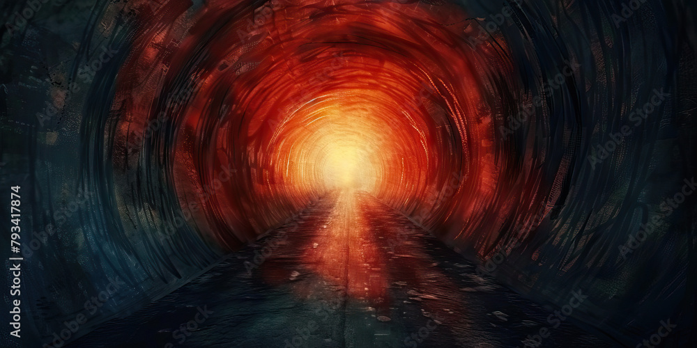 Despair: The Dark Tunnel and Dim Light - Visualize a dark tunnel with a ...