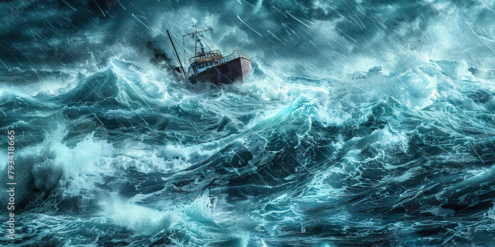 Anguish: The Stormy Sea and Sinking Ship - Imagine a stormy sea with a ...
