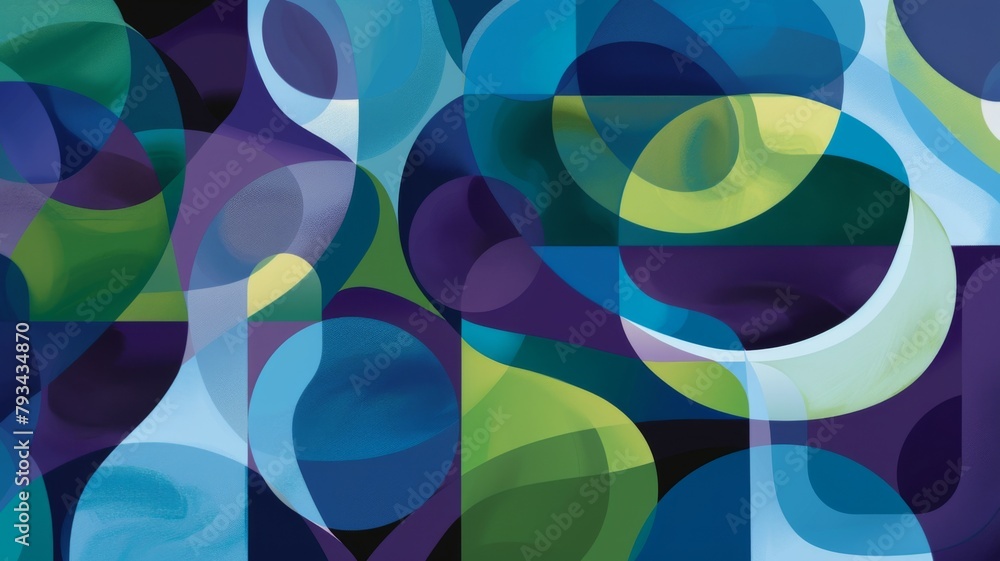 Abstract colorful shapes overlapping each other - This image features a ...