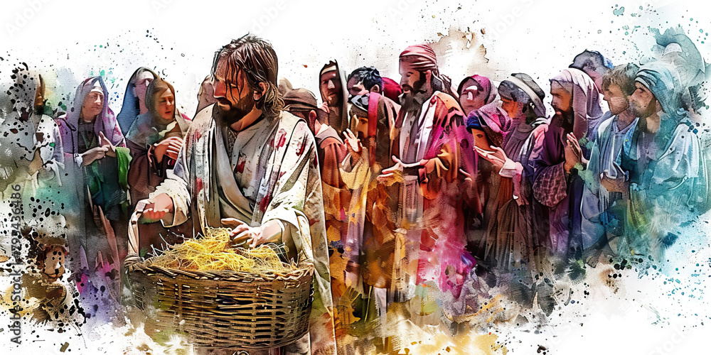 Miracle Worker: The Overflowing Basket and Amazed Onlookers - Visualize ...