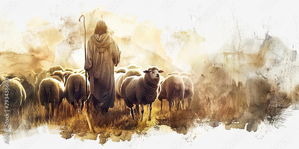 Shepherd: The Flock of Sheep and Protective Staff - Visualize Jesus ...