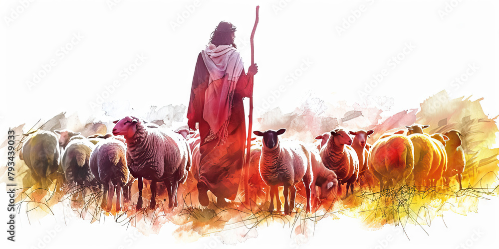 Shepherd: The Flock of Sheep and Protective Staff - Visualize Jesus ...