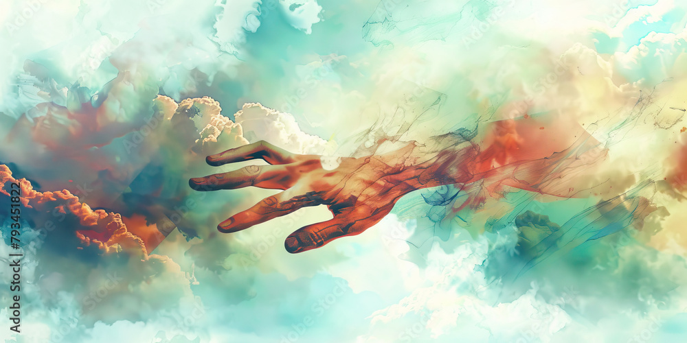 Divine Intervention: The Hand from the Clouds and Earthly Scene ...