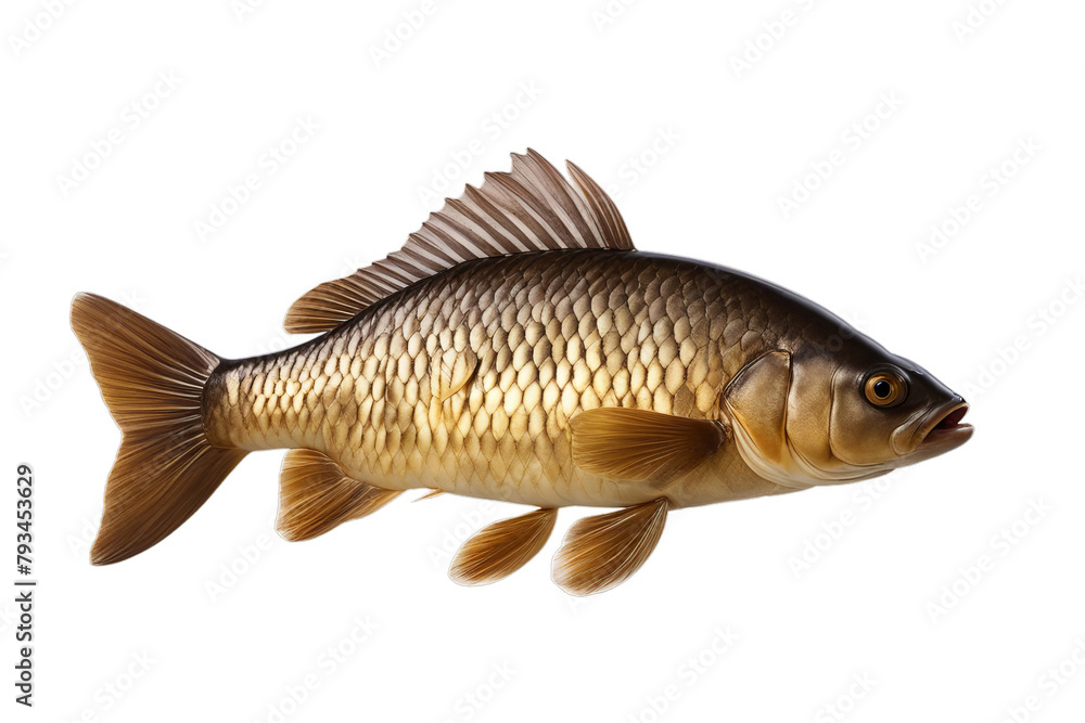 isolated white background crucian carp animal catch closeup cold ...