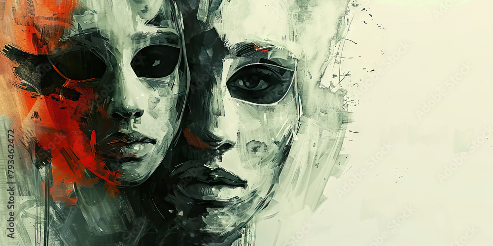 Deception: The Mask and Hidden Face - Visualize a mask hiding a hidden ...