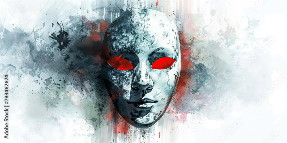 Deception: The Mask and Hidden Face - Visualize a mask hiding a hidden ...