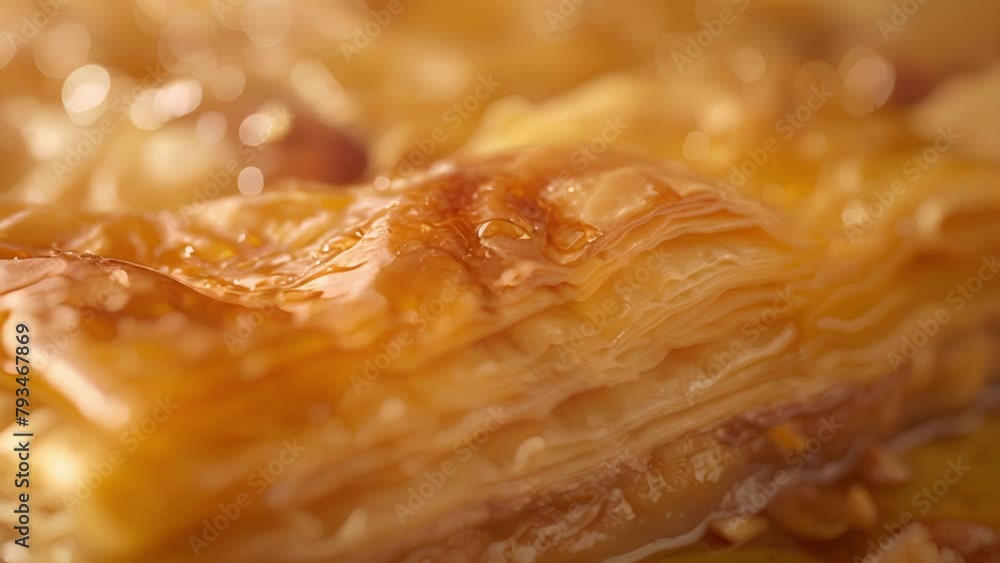 Closeup of a golden and flaky baklava a beloved dessert made with ...