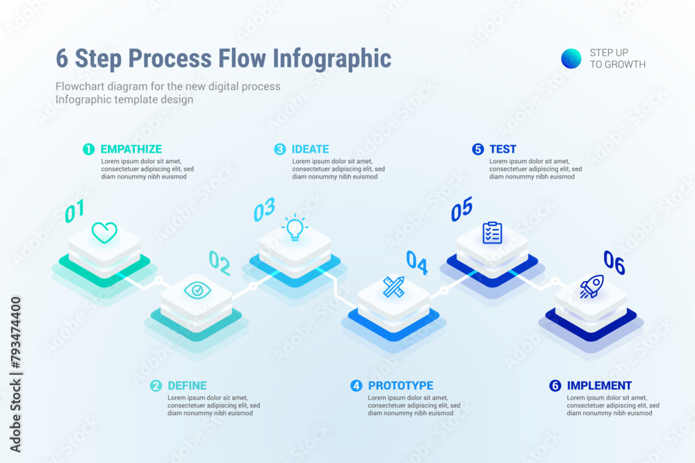 6 Step Process Flow Infographic template เวกเตอร์สต็อก | Adobe Stock