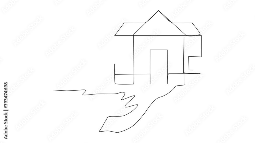 Animated self drawing of continuous one line drawing robot pushes ...