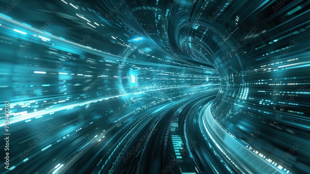 Panoramic high speed technology concept, light abstract background ...