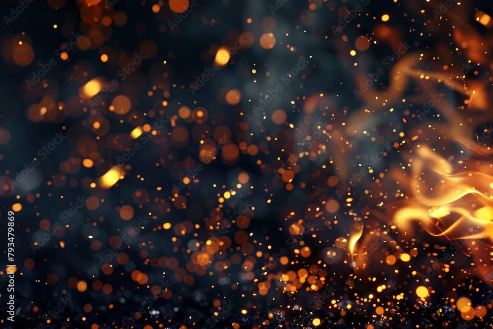Fire embers particles over black background. Fire sparks background ...