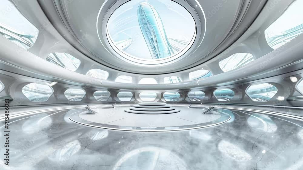 full 360 spherical panorama view of futuristic. seamless looping ...