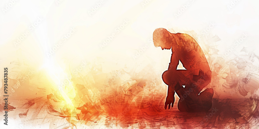 Solace in Prayer: The Kneeling Figure and Comforting Light - Visualize ...