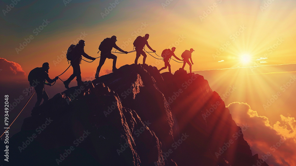 Teamwork depicted in a visually stunning backdrop, emphasizing the ...