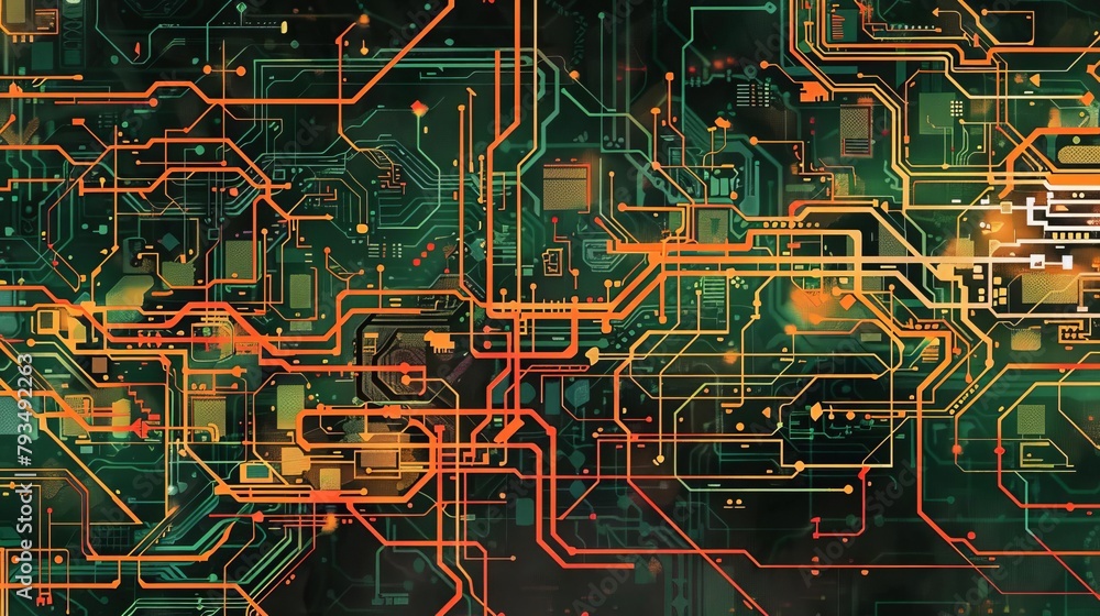 A flowchart depicting the AI development process explodes with vibrant ...