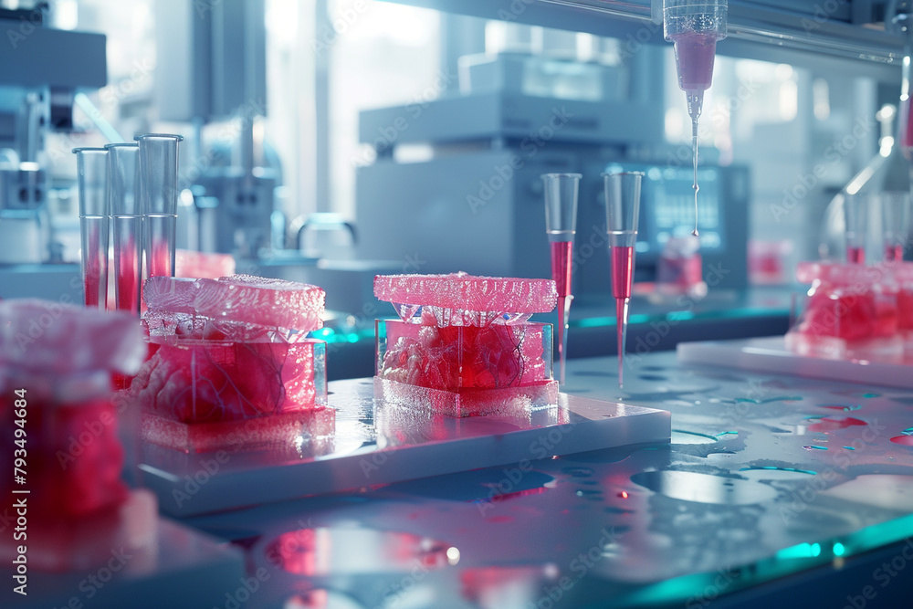 Visualization of a biotech laboratory creating bioinks for 3D printing ...