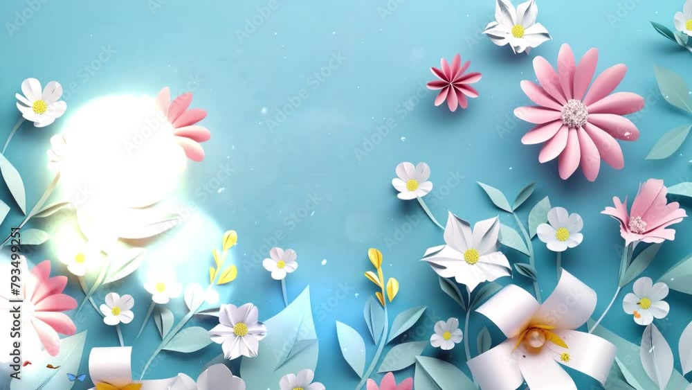 paper art of flower with copy space for text. seamless looping overlay ...