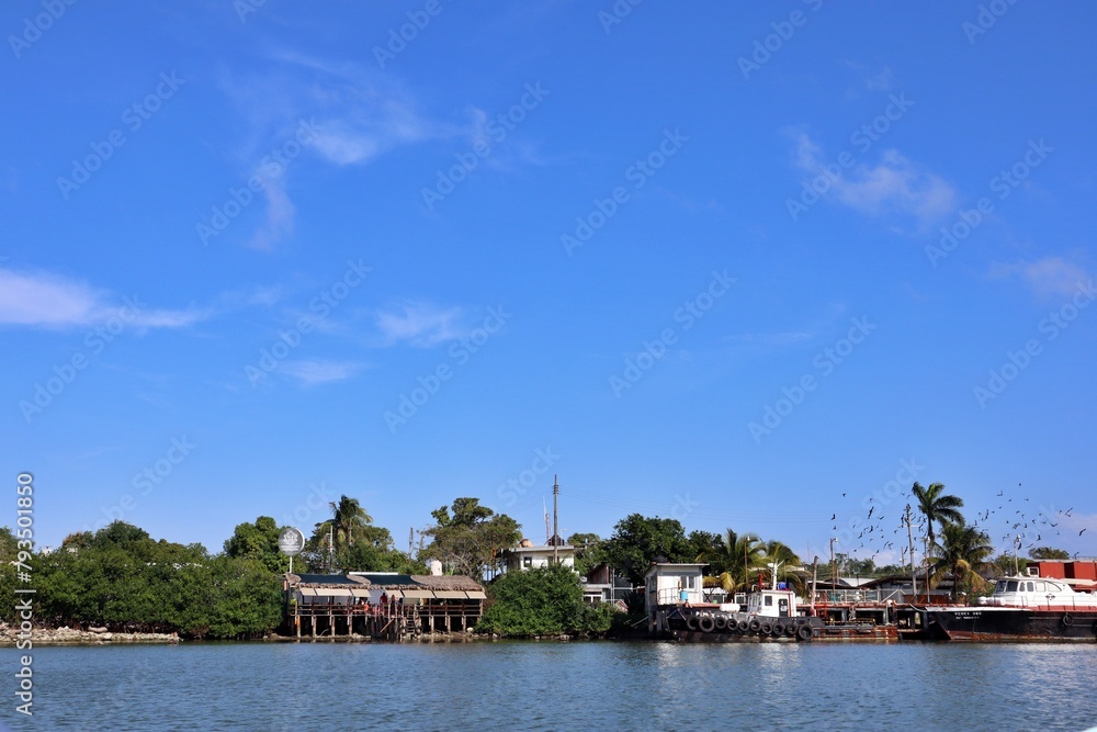 barca, acuático, naval, río, carga, azul marino, embelesado, orilla ...