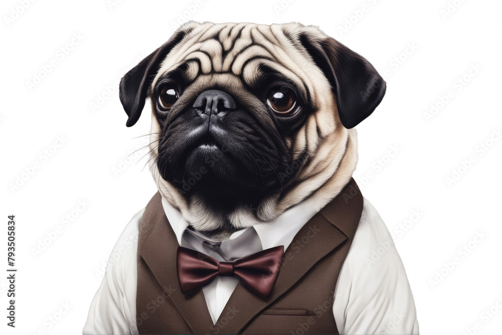 drawn illustration dog hand portrait pug suit animal art artwork baby ...