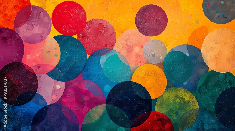 Abstract canvas of echoing polka dots expanding across a vibrant ...