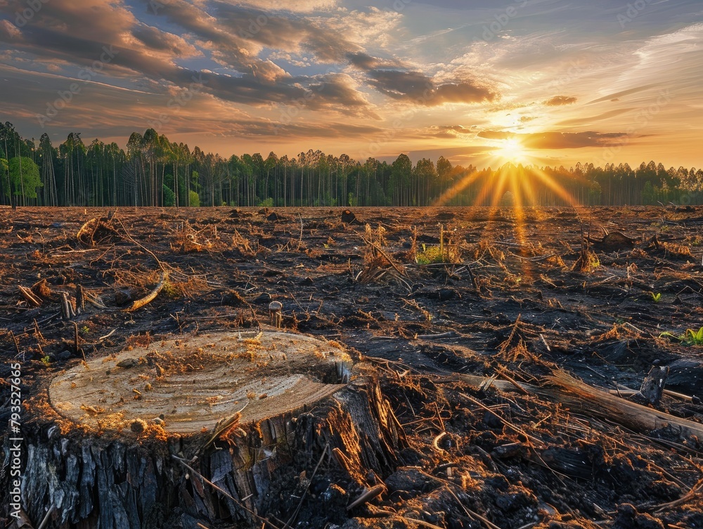 Deforestation - Destruction - Barren Landscape - A stark scene of ...