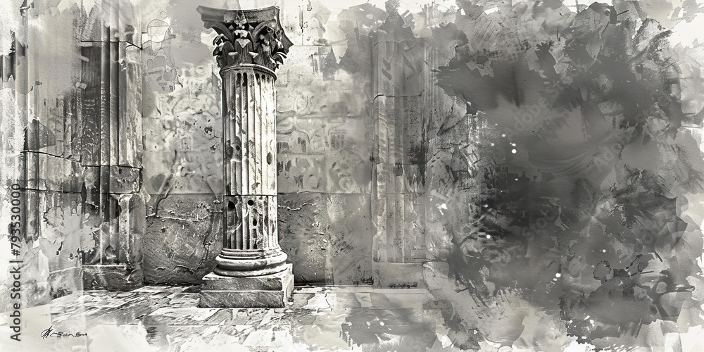 Pillar of Strength: The Ancient Column and Weathered Stone - Picture an ...