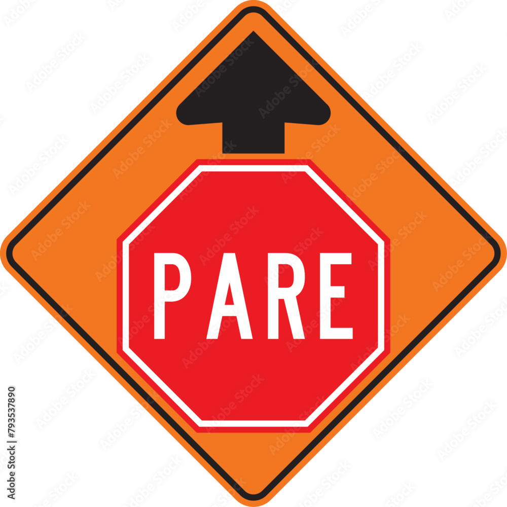 proximidad de señal pare, icono, vector, señal de prevención, símbolo ...