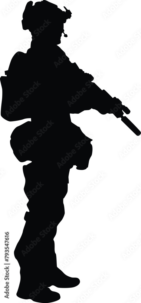 Silhouette of full armor soldier. Military men wearing uniform ...