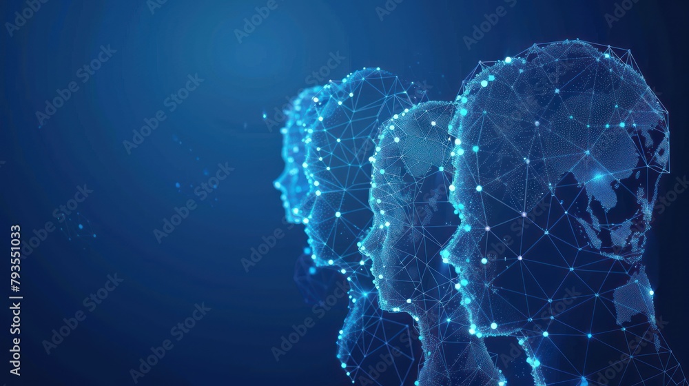User Avatar 3d Low Poly Symbol With Blue World Map Background Teamwork