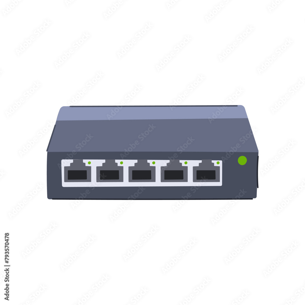 router network switch cartoon. firewall traffic, data connectivity ...