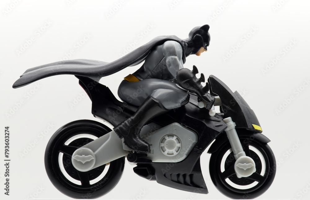 Bologna - Italy - April 5, 2024: Batman Batcycle isolated on white ...