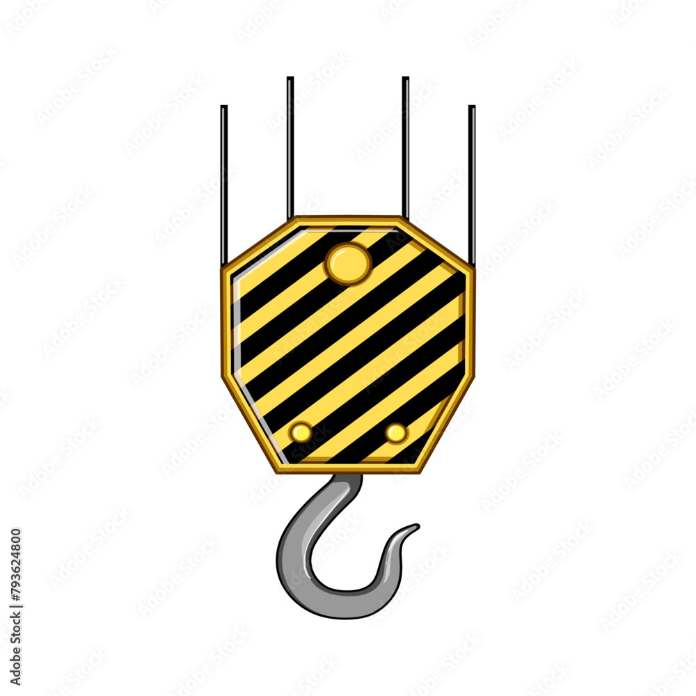 equipment crane hook cartoon. heavy construction, industrial safety ...
