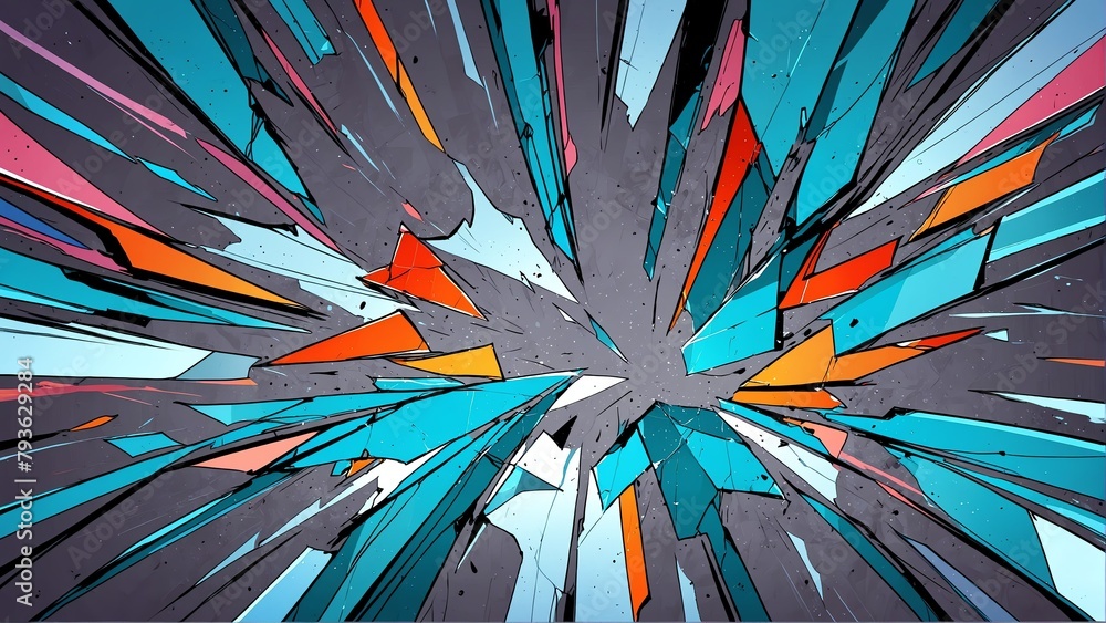 abstract colorful broken glass cracks mirror shatter effects anime ...