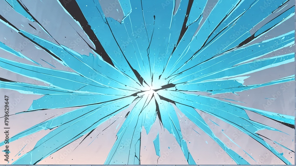 abstract light blue broken glass cracks mirror shatter effects anime ...
