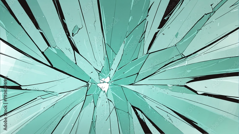 abstract mint green broken glass cracks mirror shatter effects anime ...