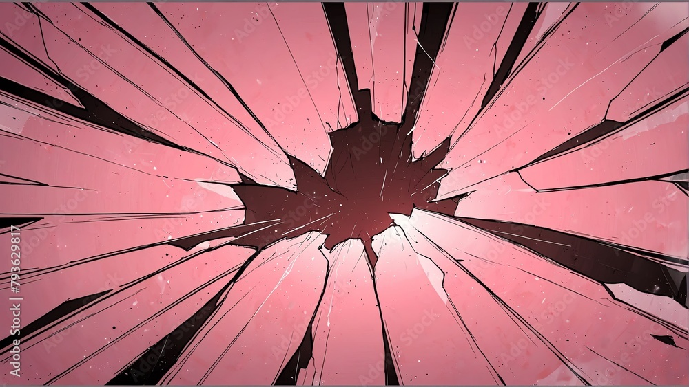 abstract pink broken glass cracks mirror shatter effects anime cartoon ...