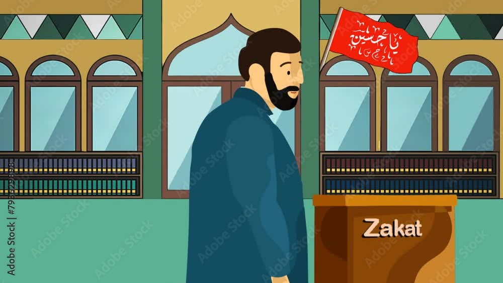 2d animated cartoon character of a fat man in background walking from ...